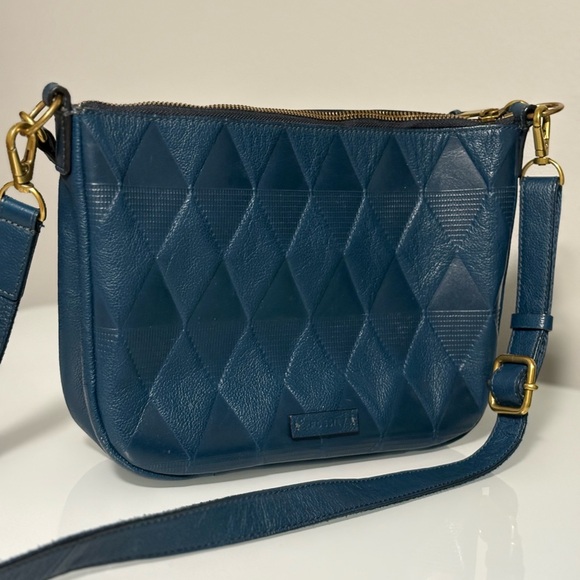 Fossil | Bags | Fossil Blue Leather Crossbody Bag | Poshmark